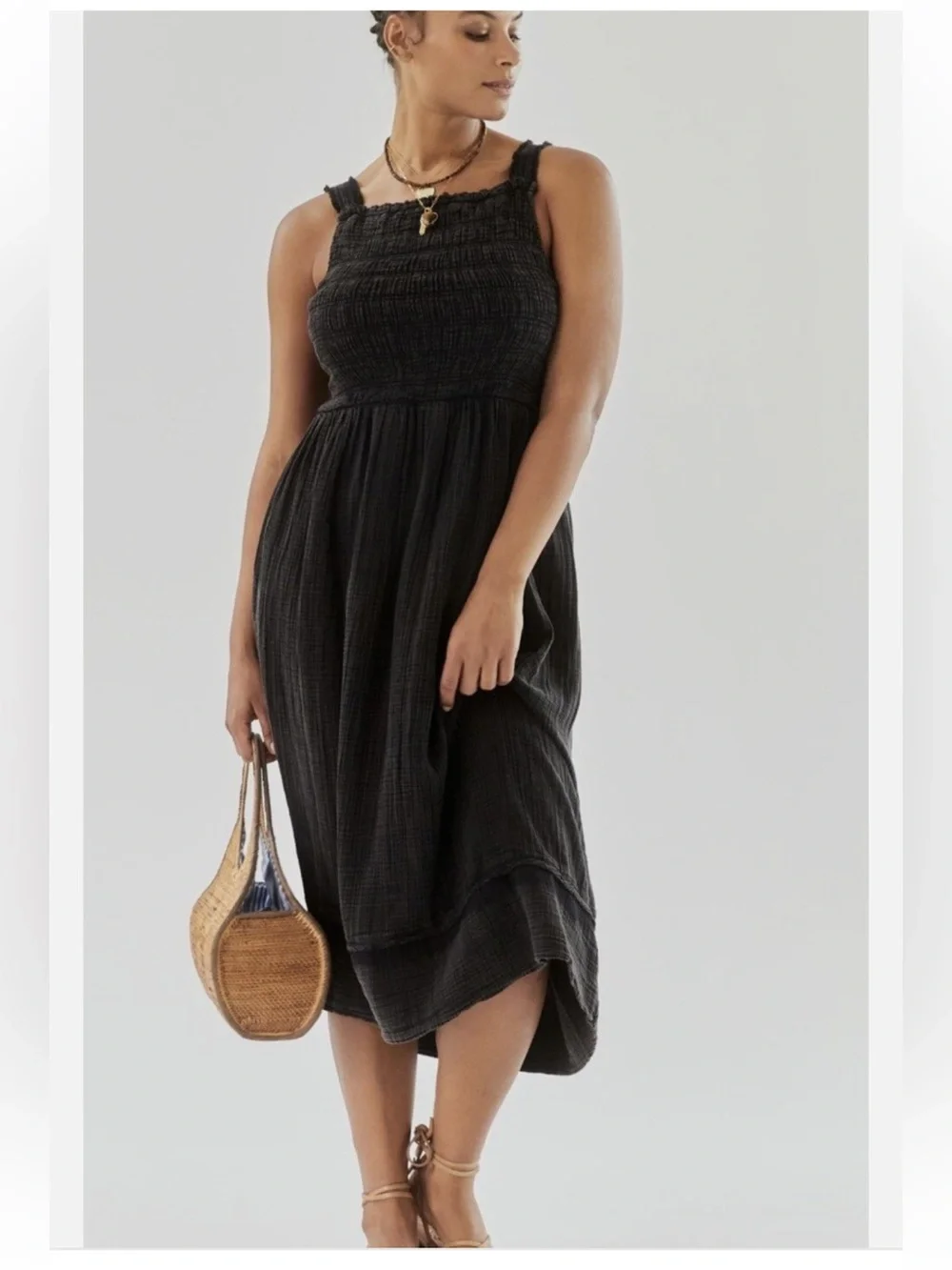 Anthropologie | Dresses | Anthropologie Textured Smocked Midi Dress ...